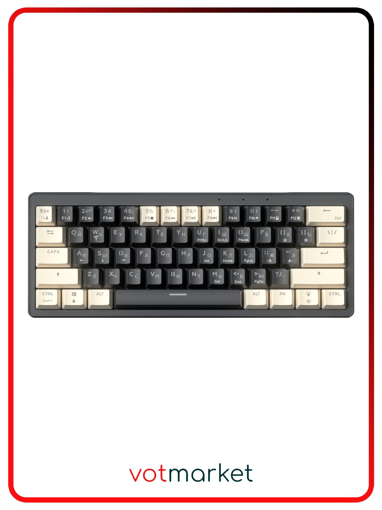 Механическая клавиатура VOROTEX K610 Light, Hot Swap Red Switch, ультракомпактная 60%, 3D подсветка, серый/бежевый