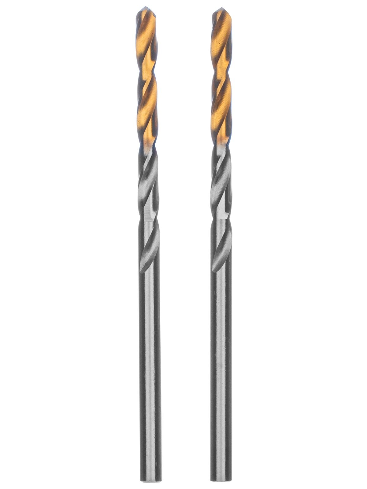 Сверла по металлу спиральные Denzel Golden Tip, 3.2 x 65 мм, 2 штуки, цилиндрические хвостовики, сталь Р6М5, 718226