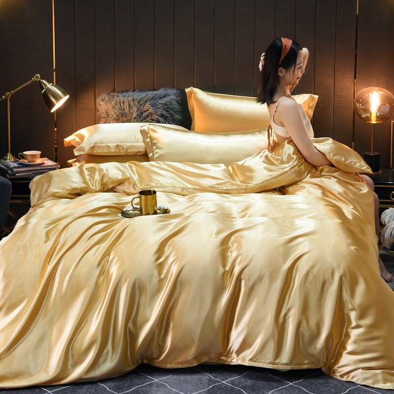 Постельное белье Authorized labeling, 4 предмета, шелк, верблюжий, 1.8 м