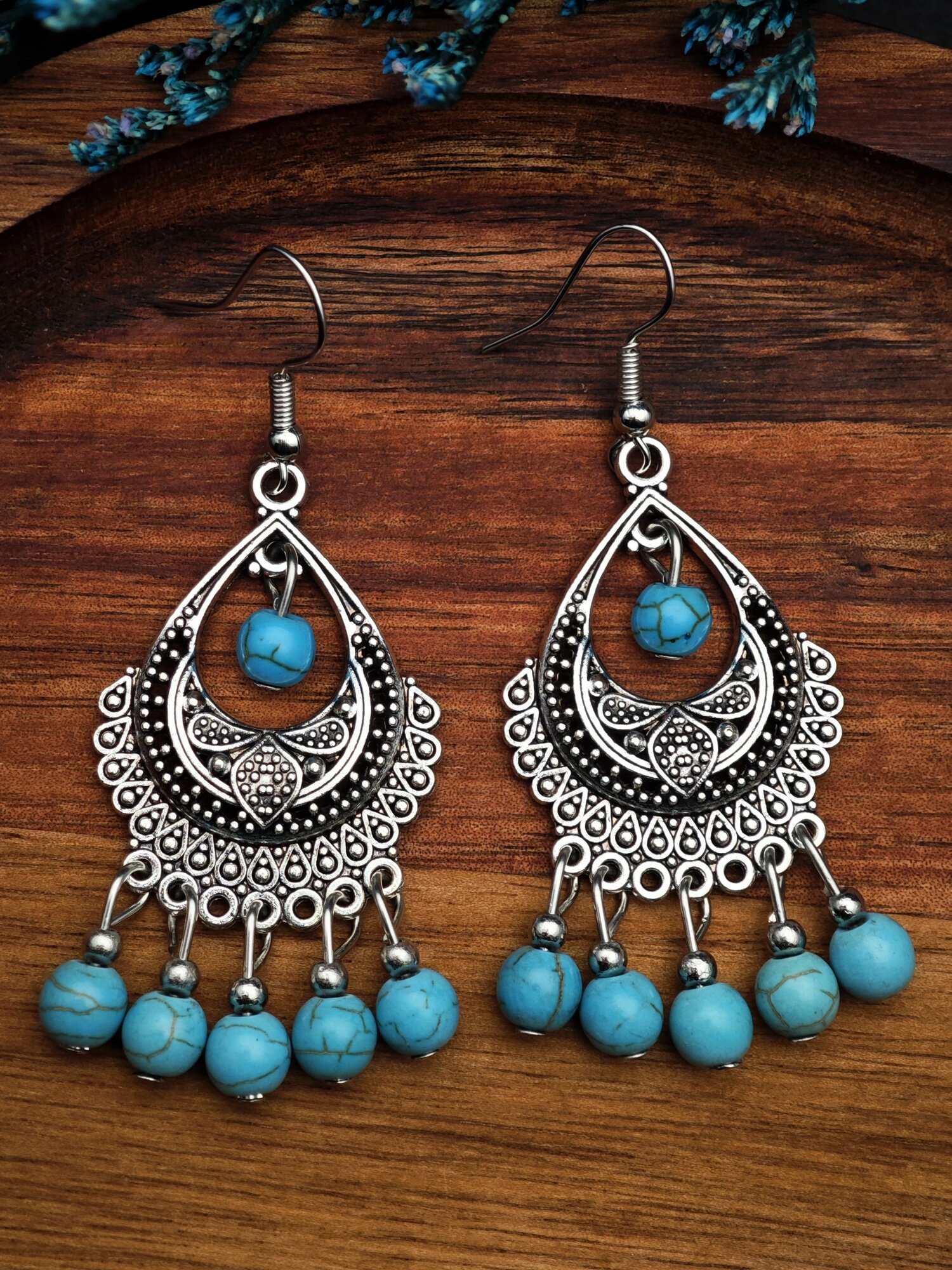 Серьги be self true, эмаль, бирюза синтетическая