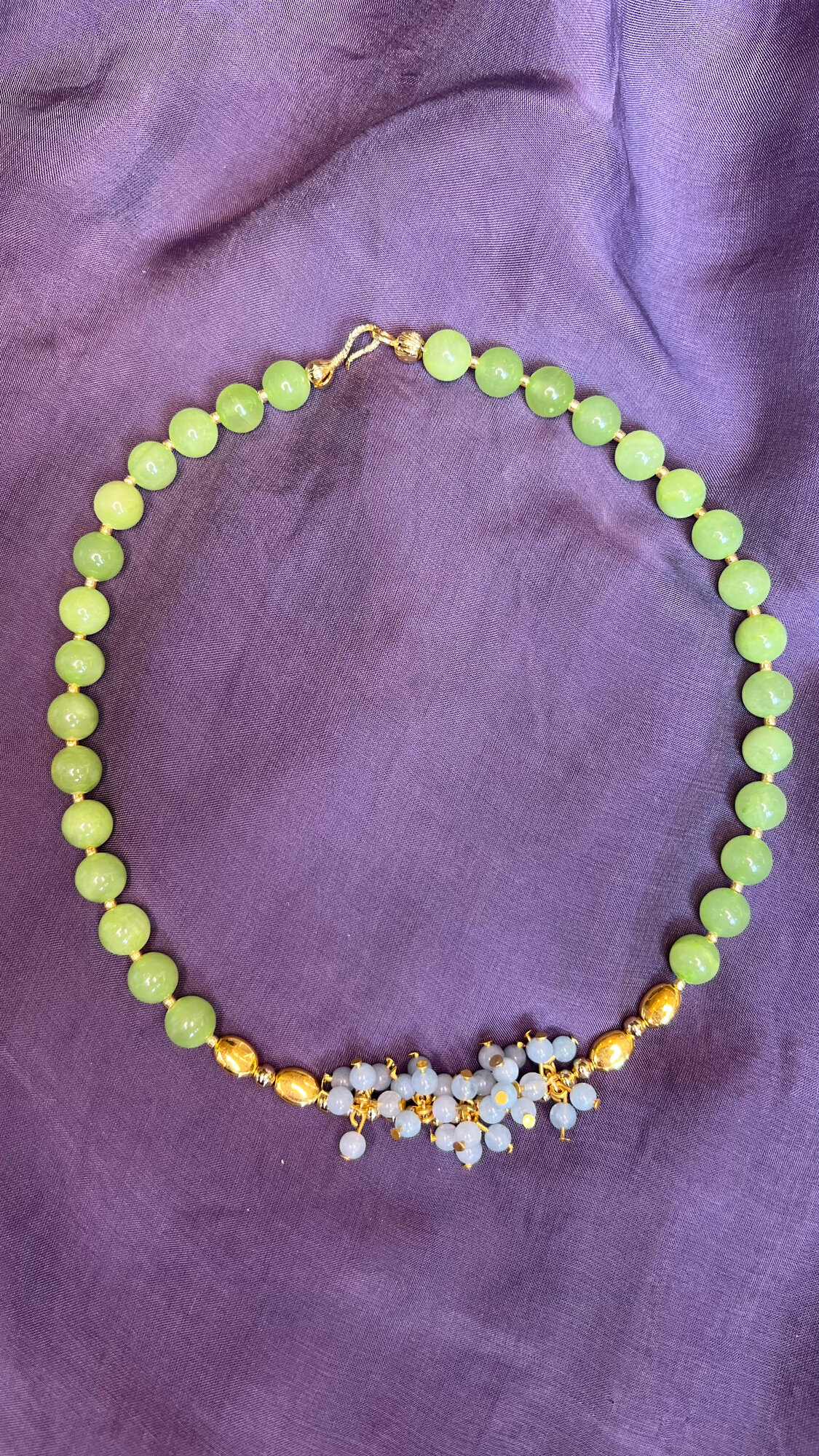 Колье, оникс, аквамарин