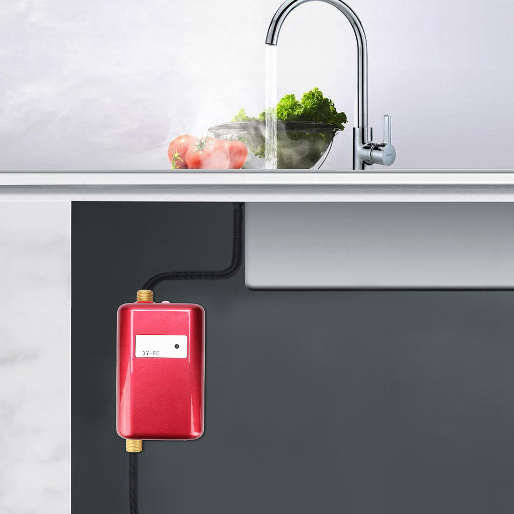 Красный мини-водонагреватель для ванной и кухни, электрический мгновенный, горячий, холодный, горячий, двойного назначения, вилка европейского стандарта, 220 В, 3800 Вт