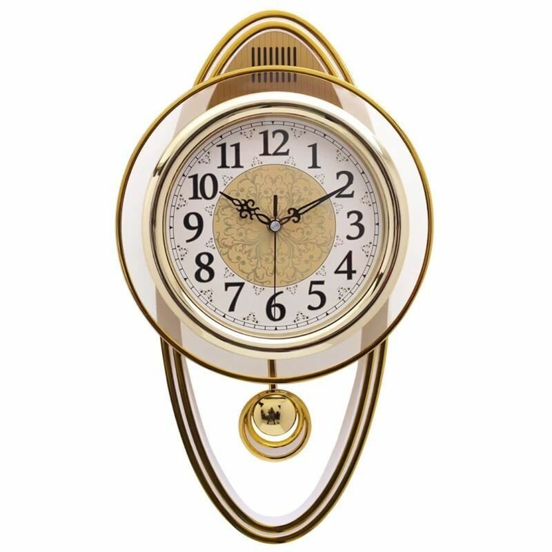 Настенные часы с маятником в ретро стиле 27х46 см, бесшумные кварцевые часы для гостиной и спальни, пластиковый корпус с защитным стеклом