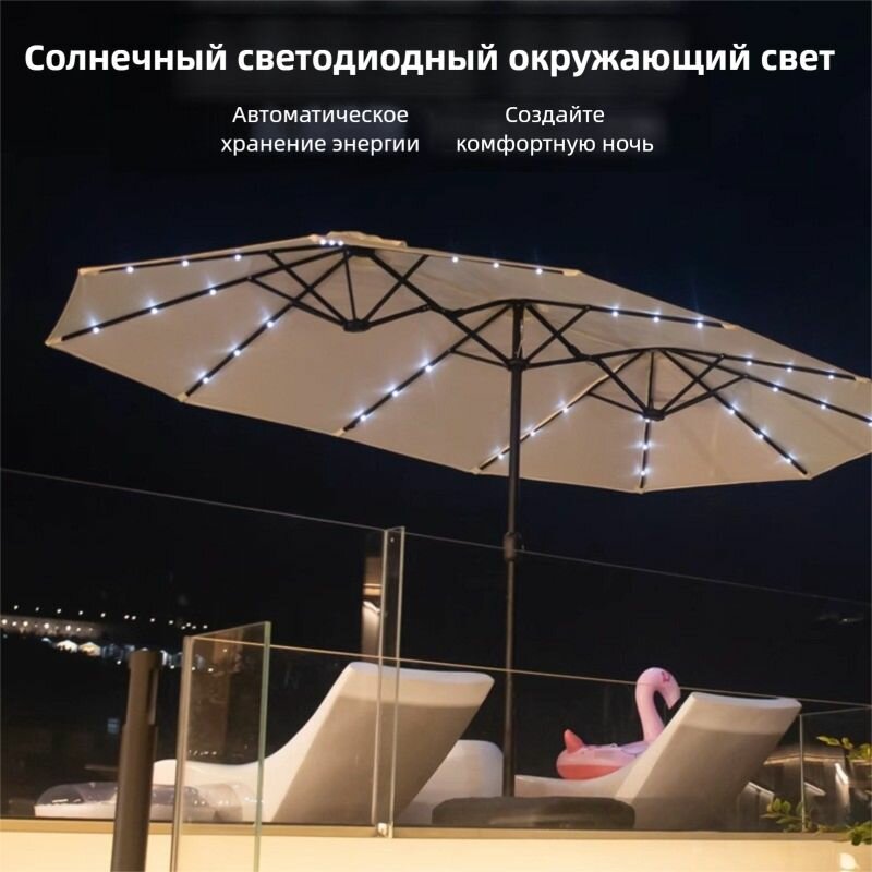 Большой садовый зонт с кронштейном, поворачивающийся на 360 градусов для защиты от солнца и дождя, используемый рыбалки и кемпинга, легкий и прочный, размером 455 см *265 см.