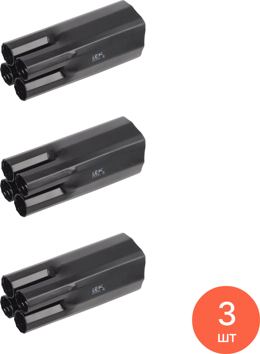 Перчатка термоусаживаемая IEK / ИЭК ПТк 4х16-50 для 4 жильных кабелей, черный, 35/50мм², 1шт. / электрика (комплект из 3 шт)