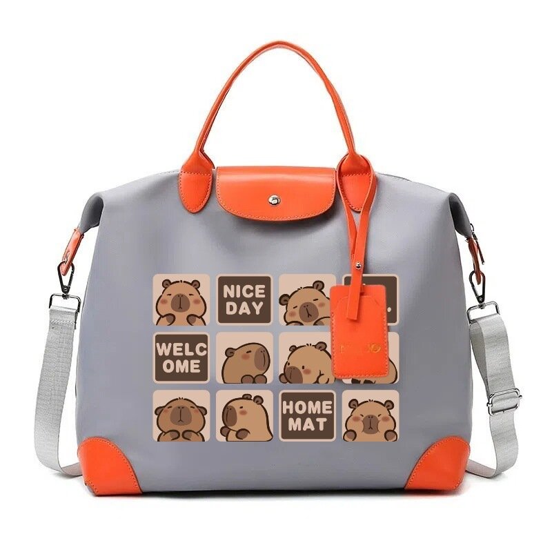 Капибала мультфильм Печать с большими возможностями Canvas Bag Женская оксфордская ткань для хранения