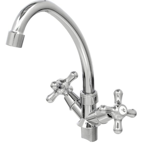 Смеситель для кухни Dikalan стандарт двухвентильный гайка, латунная керамическая кран-букса 1/2" 67-0-718