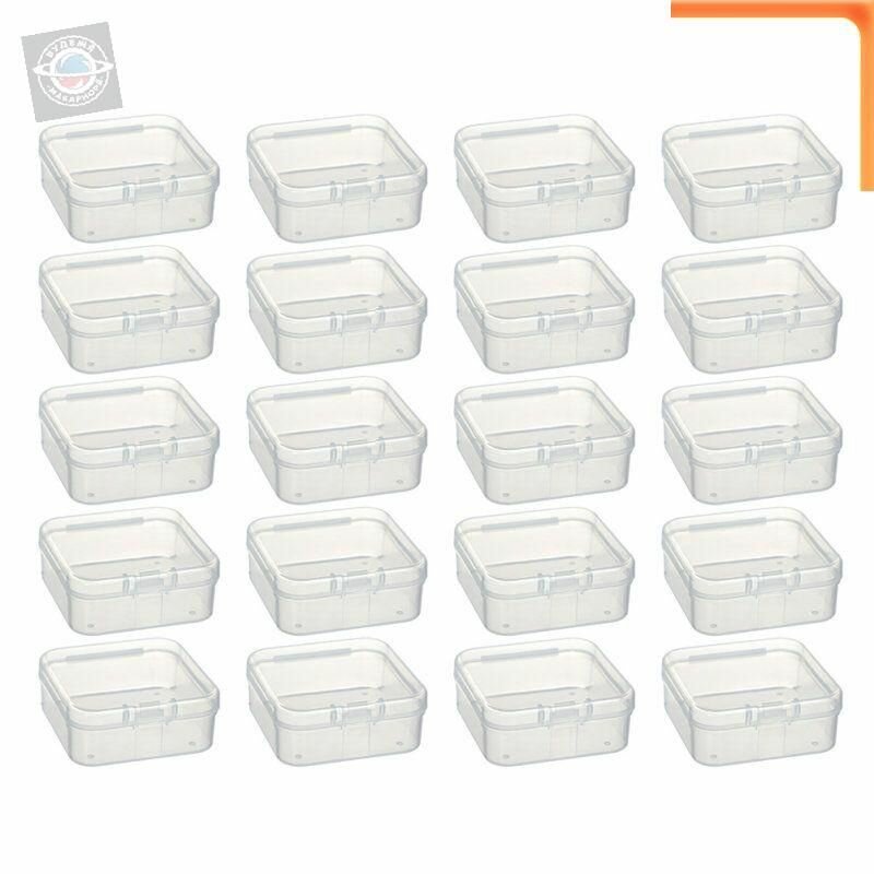 20 шт. Маленькие прозрачные пластиковые контейнеры с крышками, органайзеры для бусин, небольшой ящик для хранения