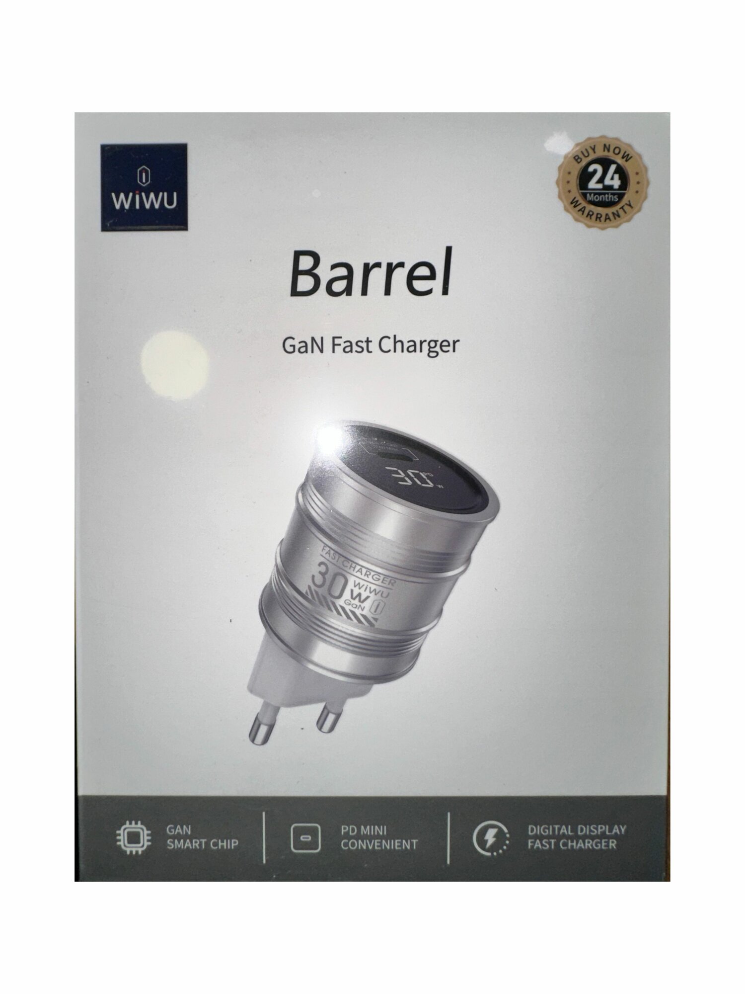Сетевое зарядное устройство WiWU Wi-U027 Barrel 30W GaN Fast Charger