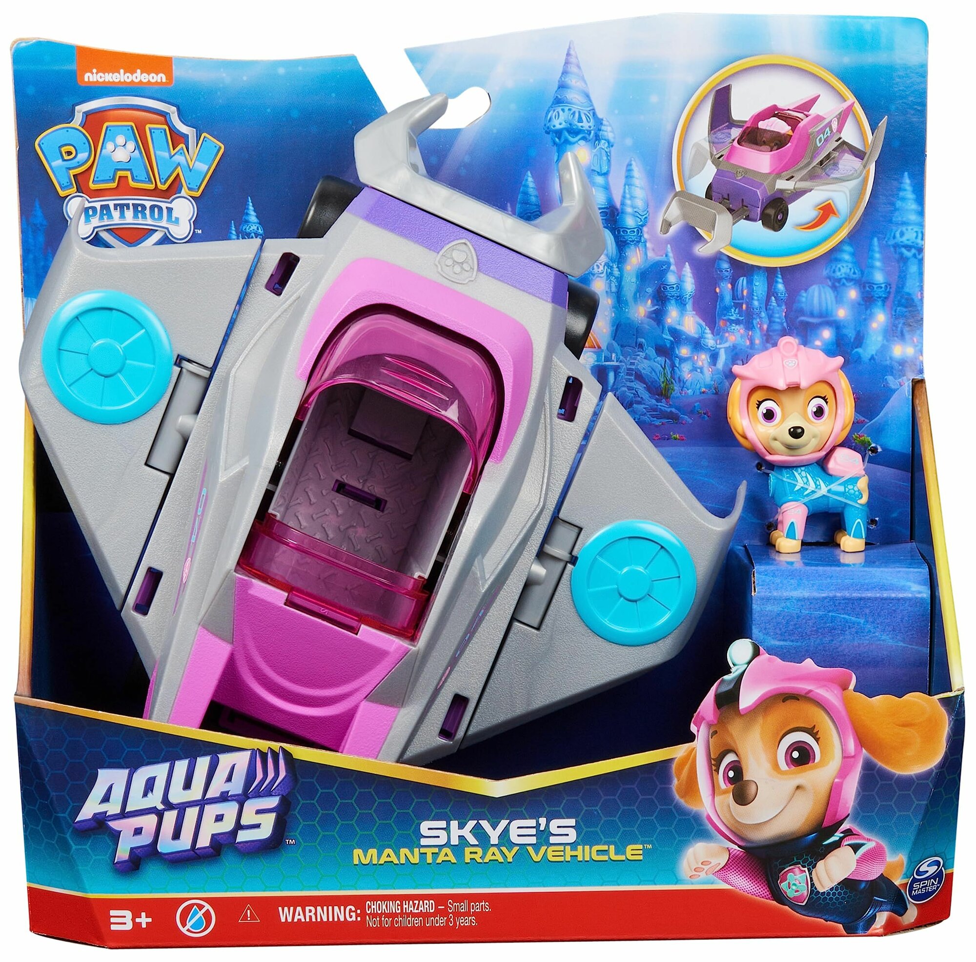 Spin Master Nickelodeon Paw Patrol Aqua Pups Skye's Manta Ray Vehicle / Модель детского игрушечного автомобиля