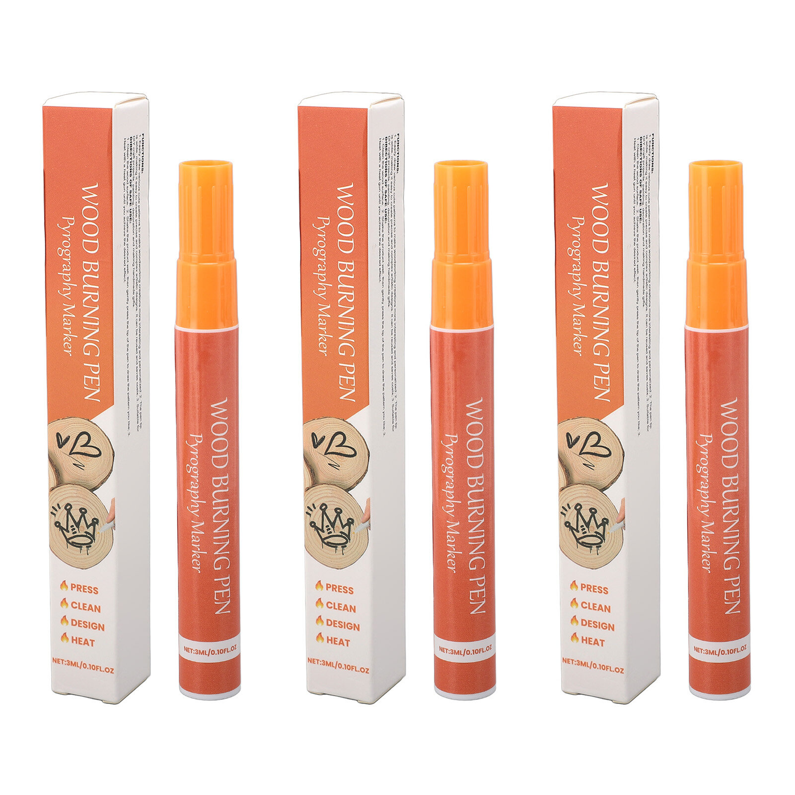 3 шт. термокраски для выжигания по дереву, 3 мл, для выжигания по дереву, для работы с кожей, для росписи.