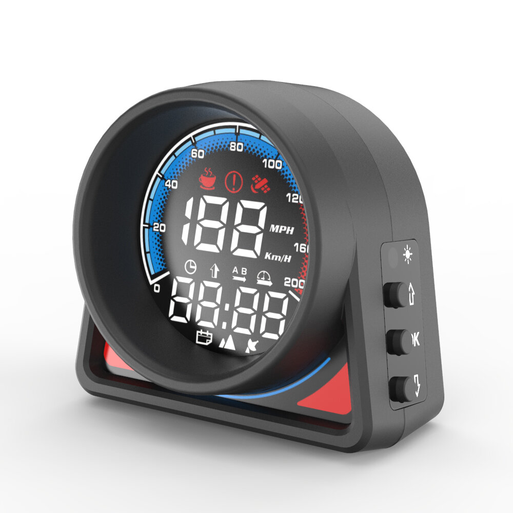 Многофункциональный автомобильный проектор Headup Display GPS цифровой спидометр KMH/MPH с LED-дисплеем сигналом о превышении скорости напоминанием о усталости вождения для автомобиля грузовика RV SUV, черный, материал PC + ABS, дисплей 2.3 дюйма