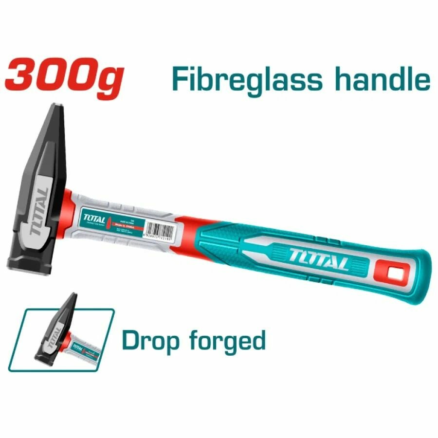 Молоток слесарный TOTAL THMH62300, сталь, стекловолокно, 300 г