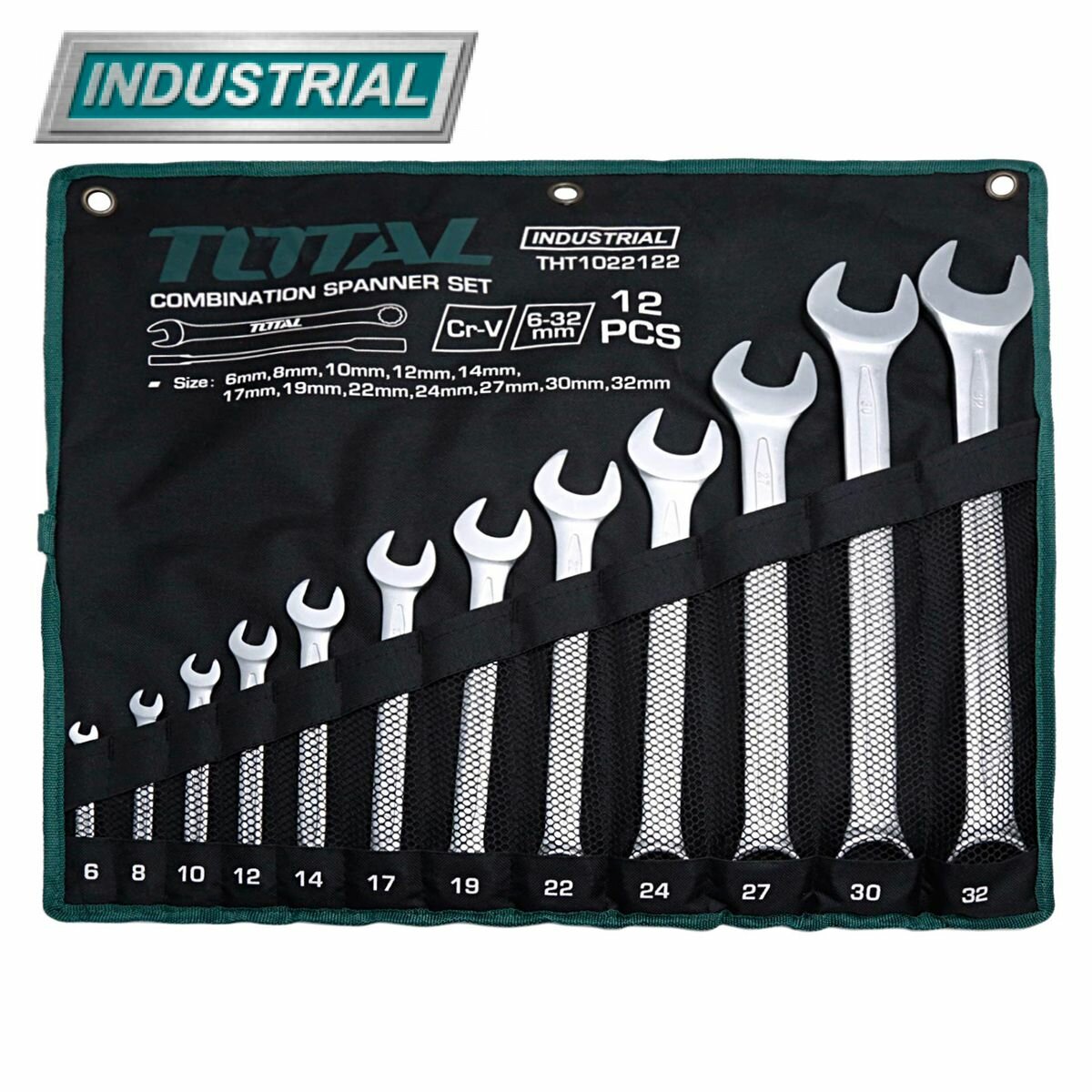 Набор комбинированных ключей TOTAL THT1022122, хромованадиевый, 12шт