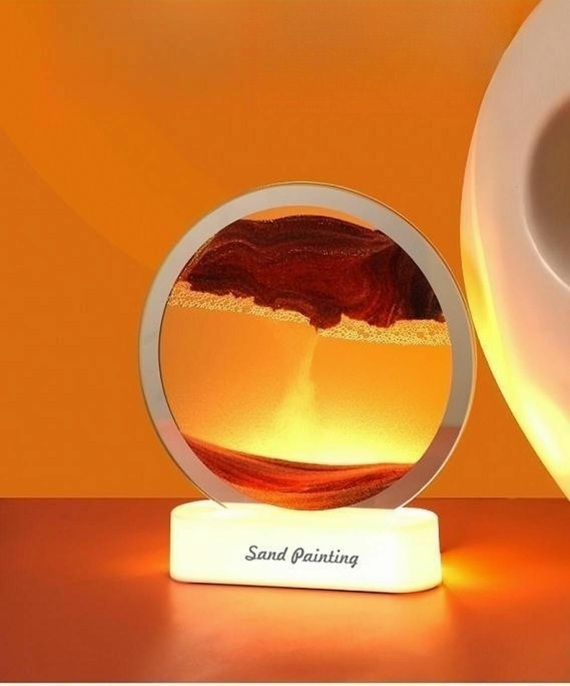 Песочные часы 3D интерьерный с подсветкой "Картина из песка", прозрачная композиция из песка, для дома, картина антистресс