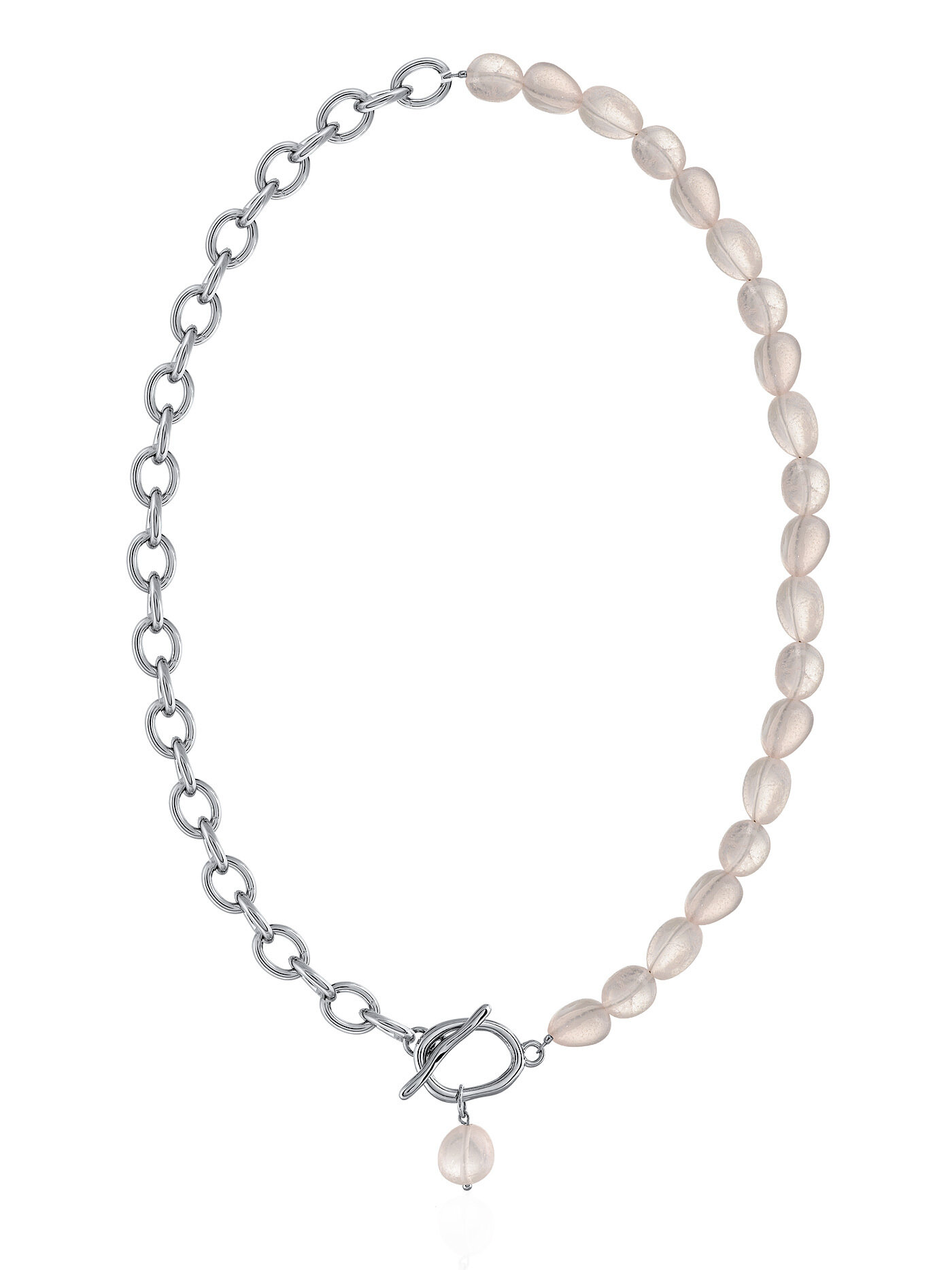 Колье, розовый кварц