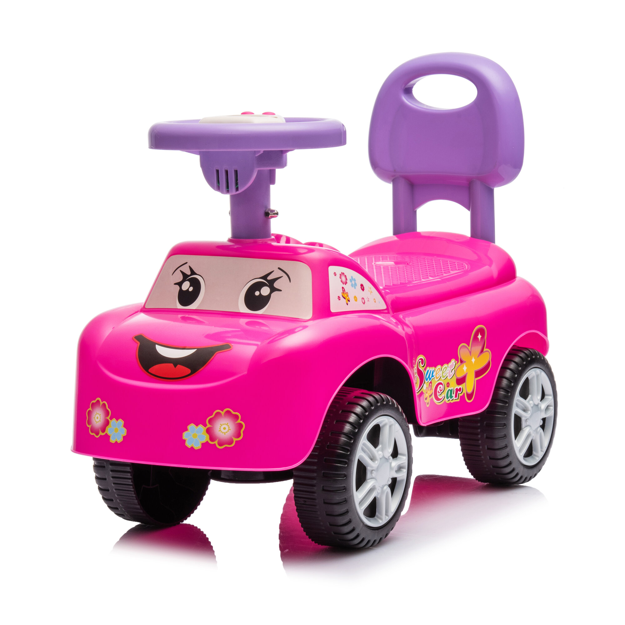 Каталка машинка детская толокар для девочки Smile 618A с музыкой, розовый