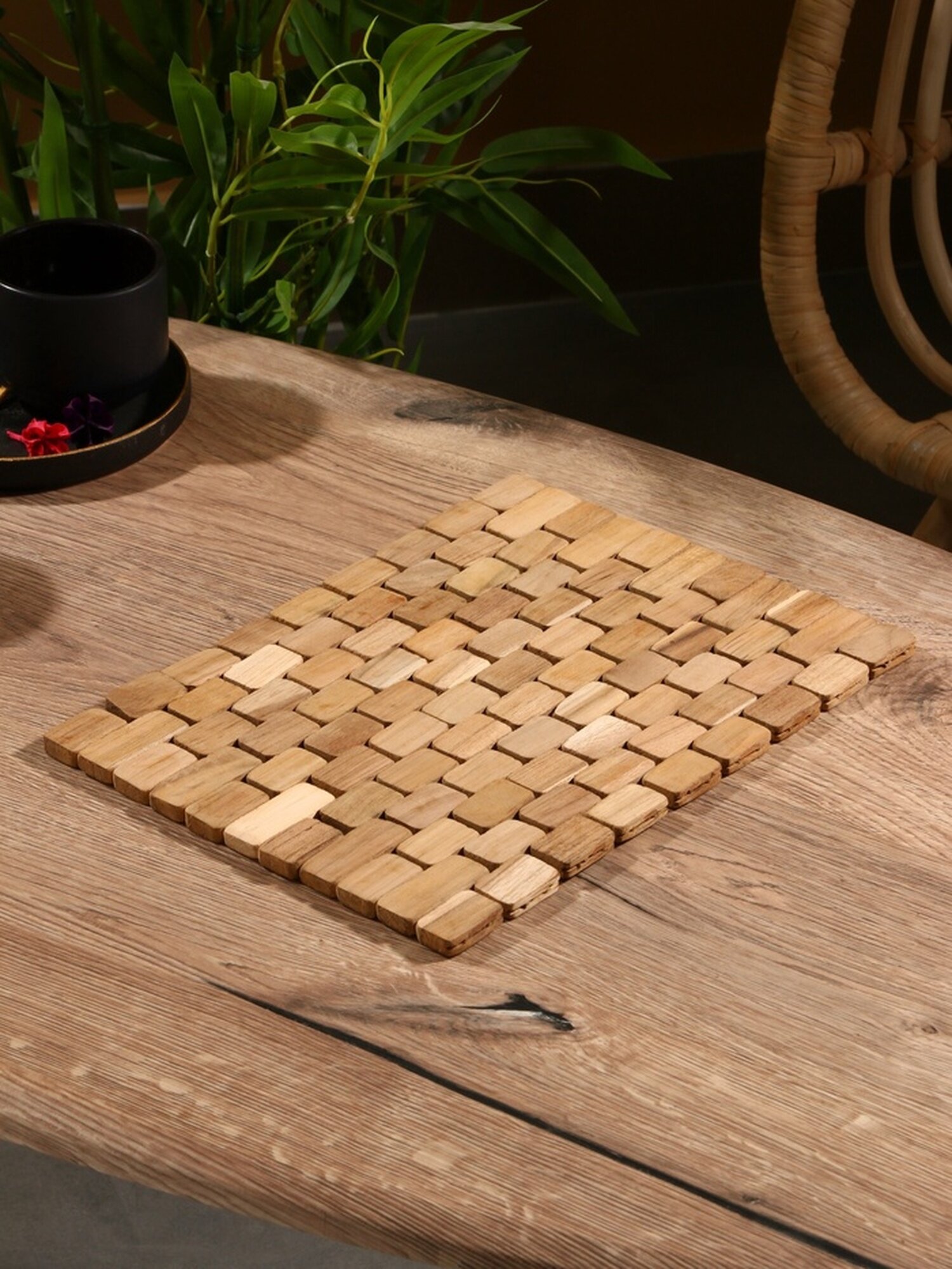 Коврик из тикового дерева, 30×20×0.7 см