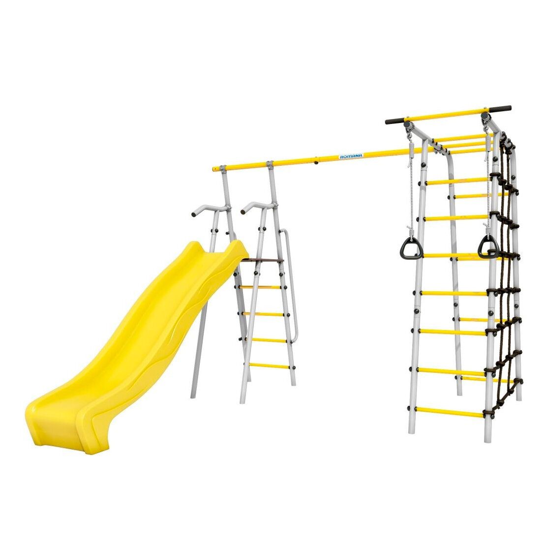Спортивно-игровой комплекс Romana Богатырь MAX (без качелей) 103.07.07, нагрузка до 100 кг, серый/желтый