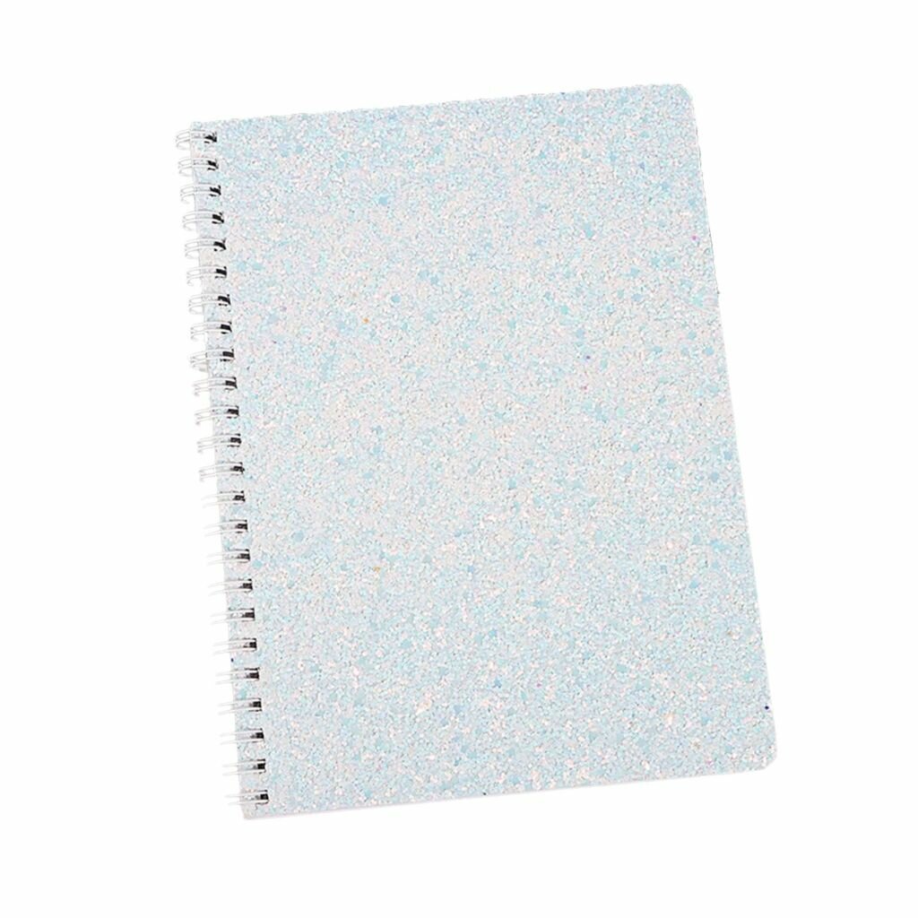 Блокнот, A5 дневник с блестками и кольцевым переплетом - светло-голубой, 1 шт, 80 листов,
