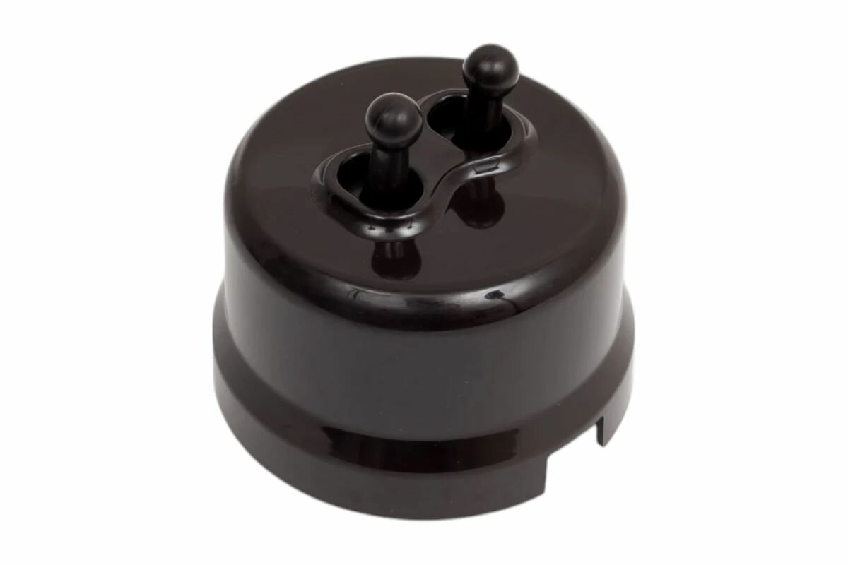 Выключатель Jantera Releve тумблерный, двойной, пластик. Цвет Коричневый