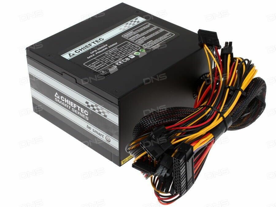 Блок питания Chieftec SMART 550W (GPS-550A8) черный - 550 Вт, ATX 20+4 пин, 4 pin + 4 pin CPU, 4 SATA, 2 x 6 pin PCI-E