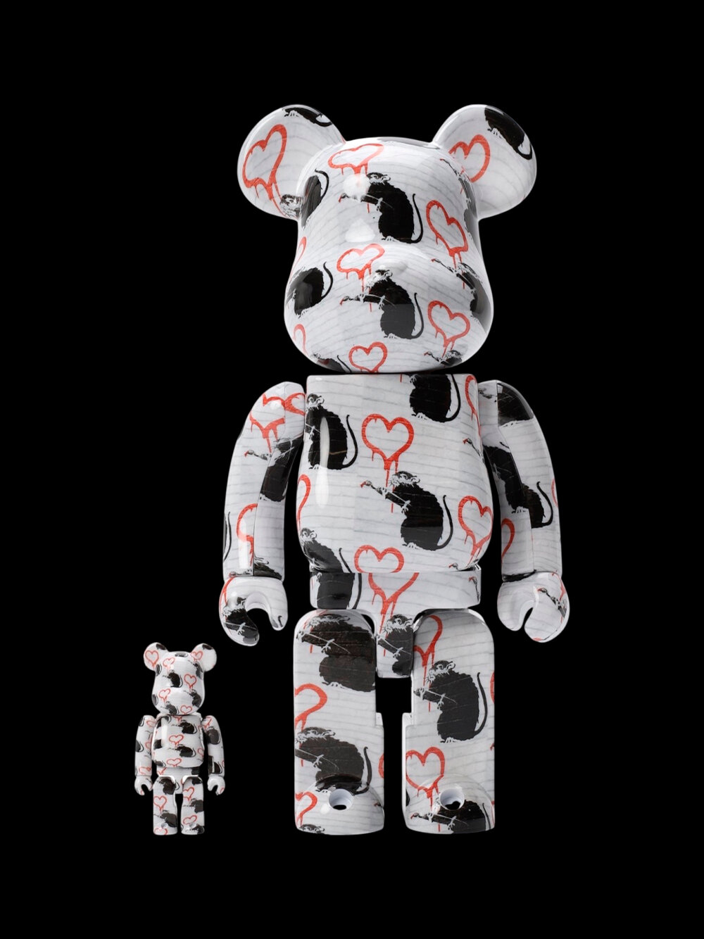 Коллекционная оригинальная фигура Bearbrick Banksy Love Rat 400% 100% / 28 см высота / ABS пластик / Medicom Toy