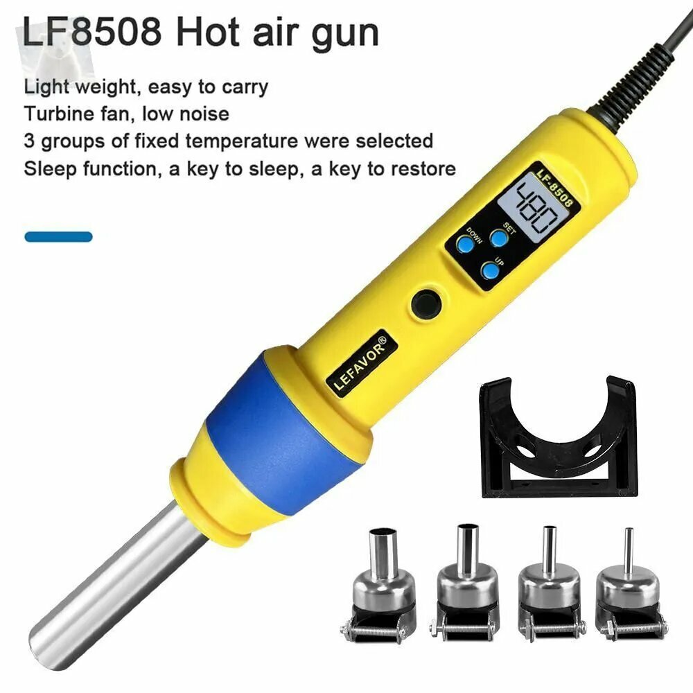 Строительный фен LF-8508, с регулировкой температуры, 4 насадки