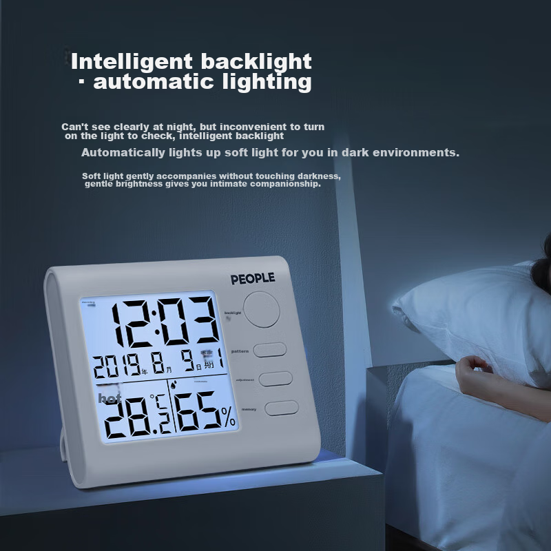 People's Electric Home Indoor Temperature And Humidity Meter, Baby Room High-Precision Electronic Thermometer And Hygrometer, Temperature Gauge with Backlight, RE-W1002S