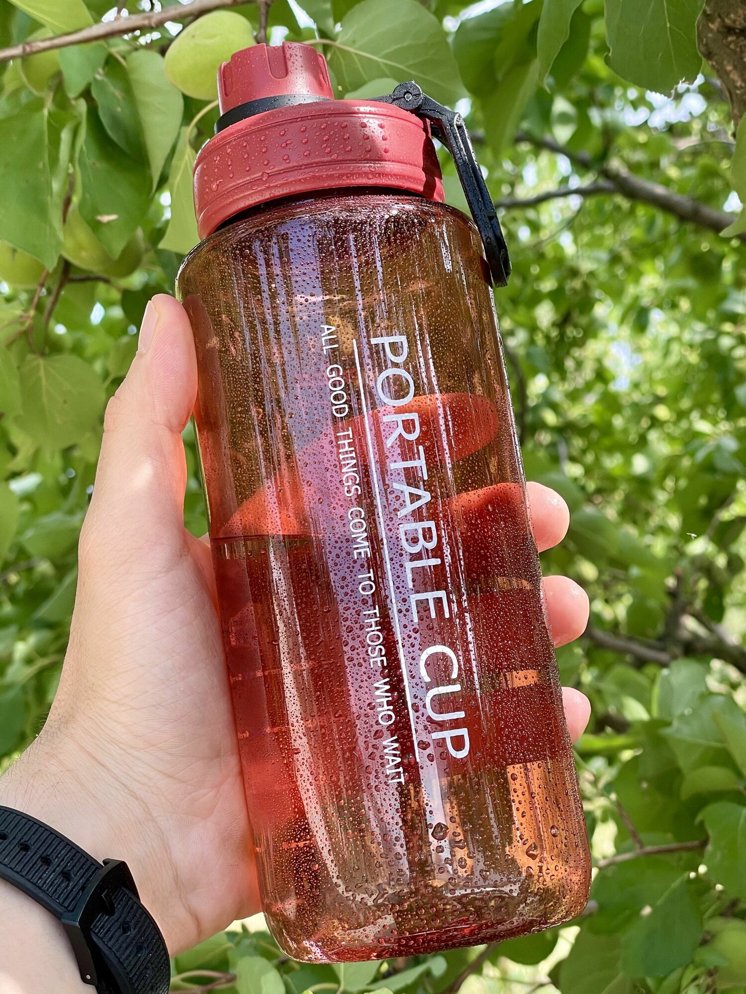 Бутылка IBRICO "Portable Cup", пластик, BPA Free, 1 л, красная