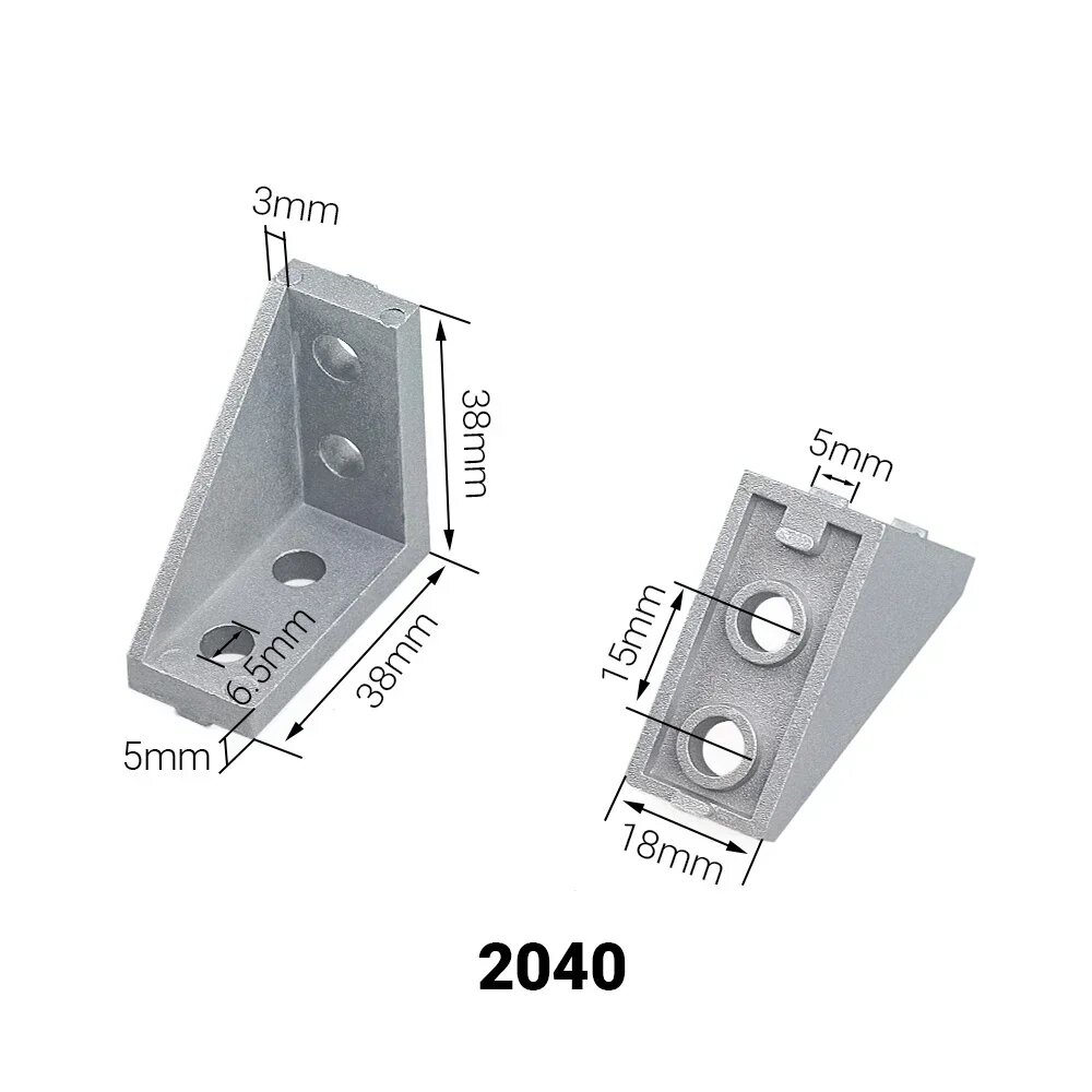 Угловые кронштейны для алюминиевых профилей 2040 Silver