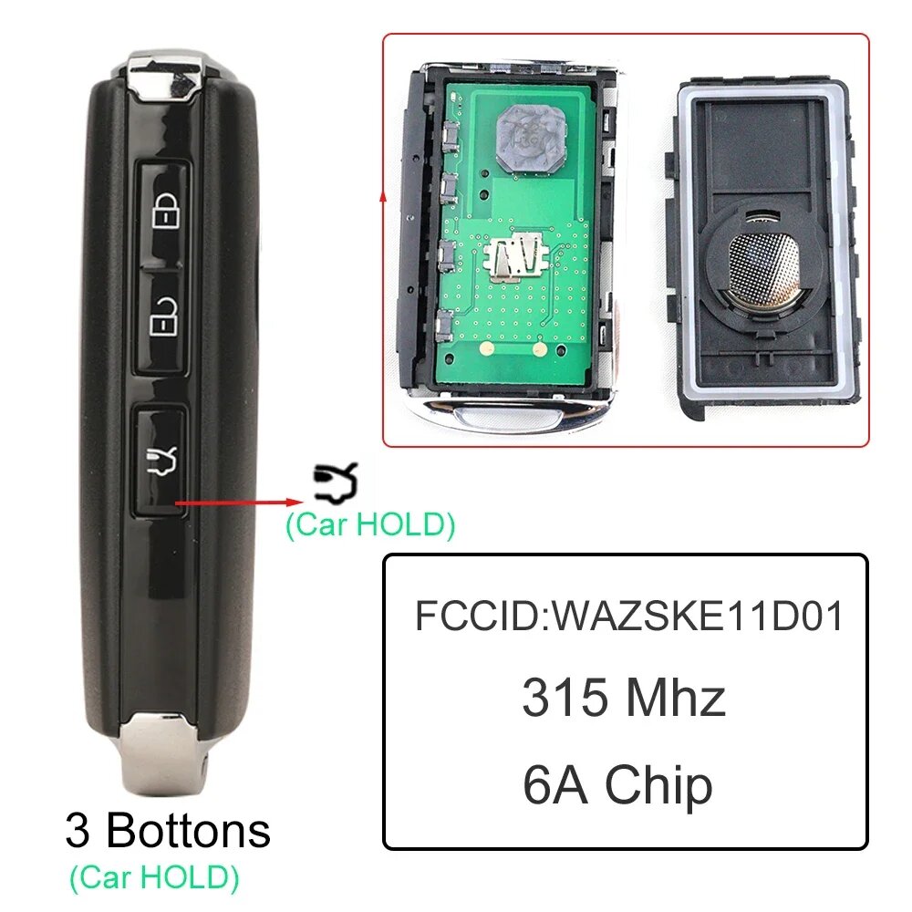 WAZSKE11D01+6A чип+315 МГц автомобильный смарт-брелок для Mazda 3 6 MX-5 MIATA CX-9 CX-3 CX-5 CX-30 Axela CX-4 CX-8 CX9 2019-2023 C blade, 3 bottons(Car Hold)