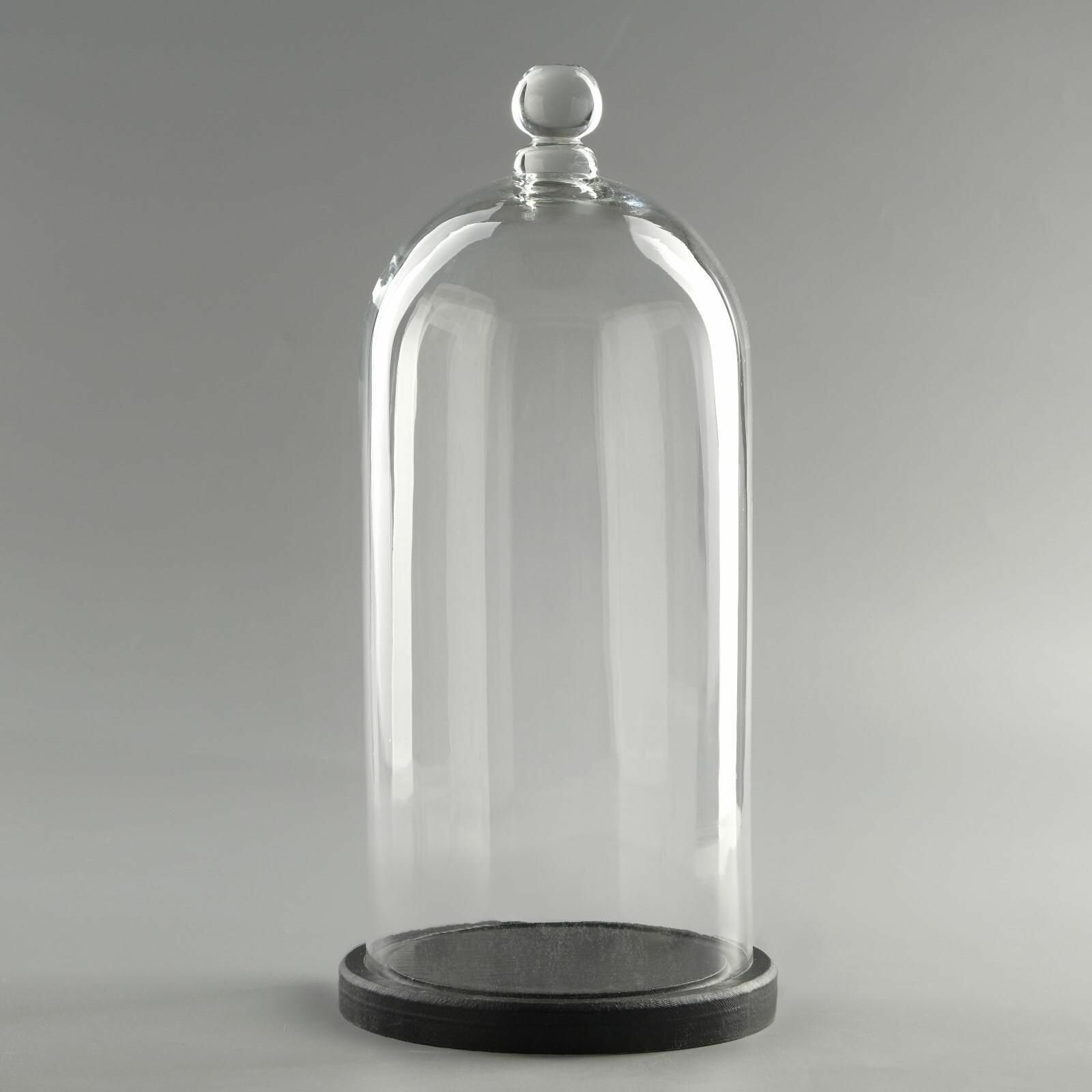 Стеклянный купол-клош с шариком на деревянной подставке "Родрик", 34*15 см, стекло, черный