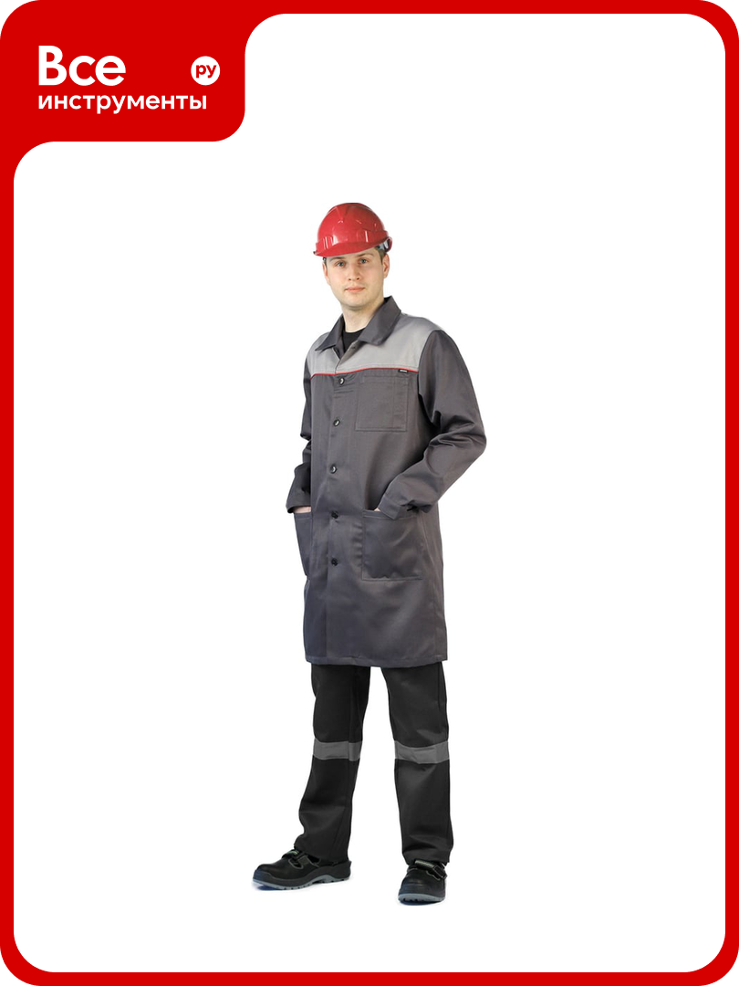 Мужской халат URSUS Фаворит ХАЛ528-308 смесовая ткань с водоотталкивающей пропиткой, прочный от истираний, пуговичный