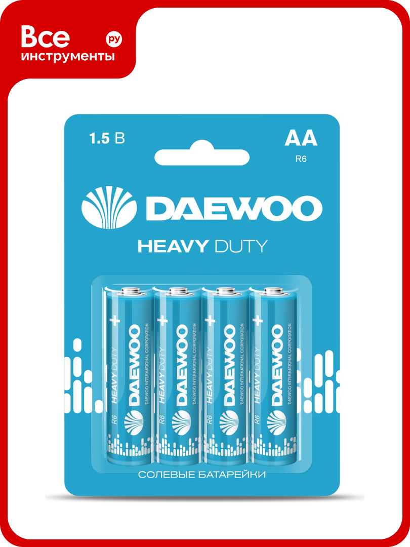 Батарейка Солевой элемент питания DAEWOO AA/R6 1.5В Heavy Duty BL-4 (уп.4шт) 5029309