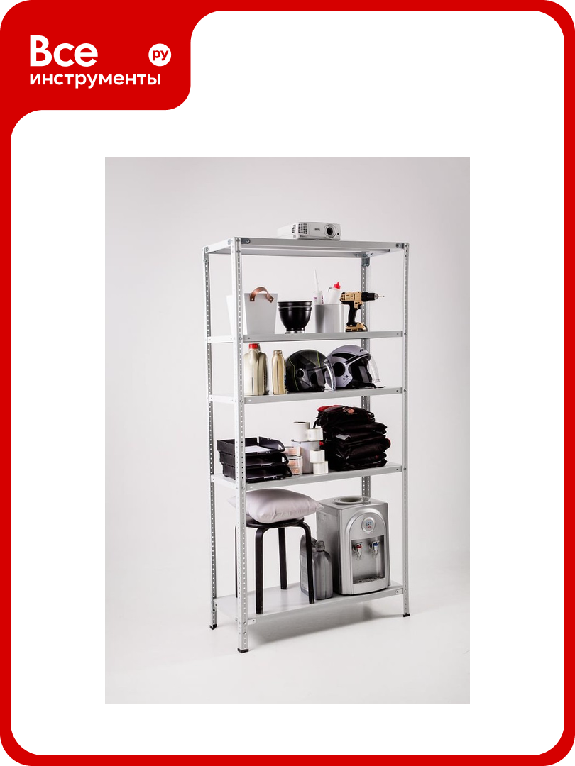 Стеллаж ООО фурама СТФЛ 1800x1000x300 мм, 5 полок, серый СТФЛ181030-5, 300 мм