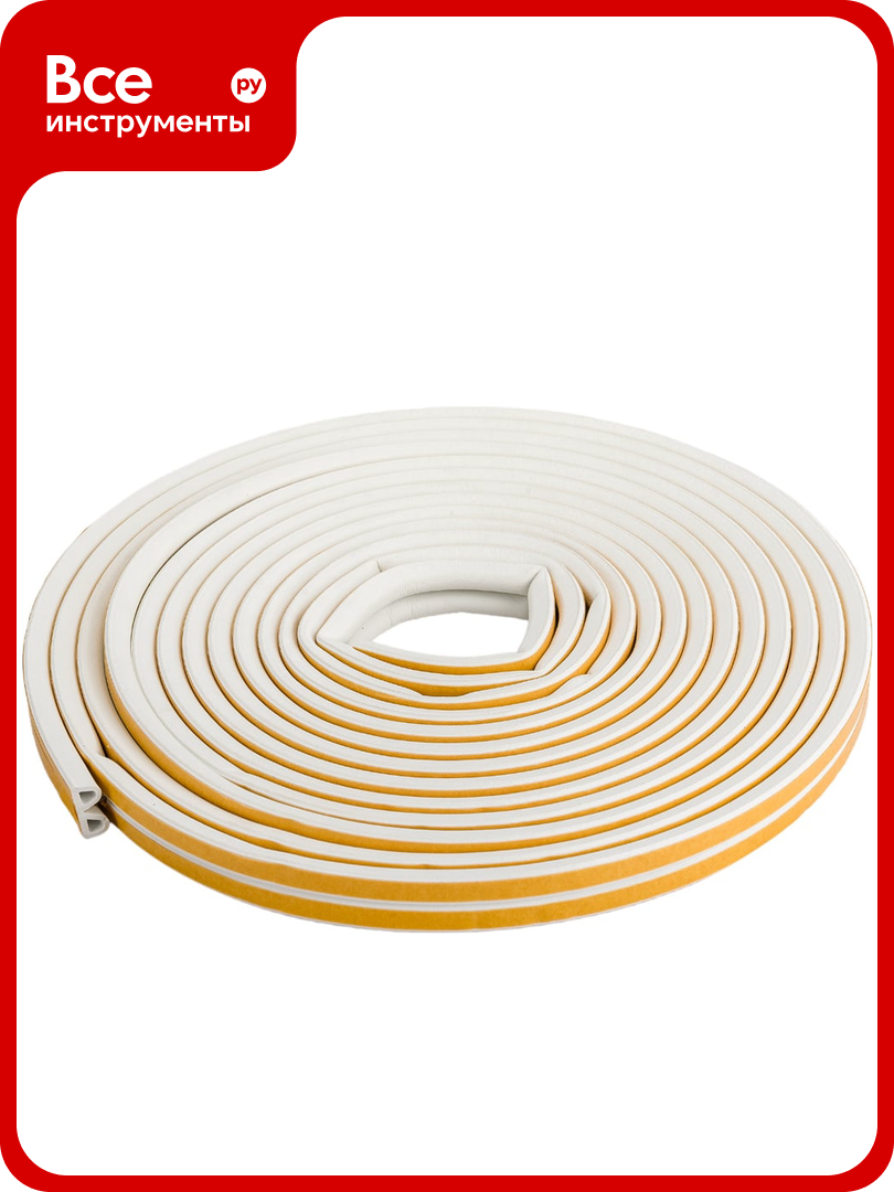 Самоклеящийся уплотнитель Sila D-профиль, 12 м, белый W12 SILADW12, из резины