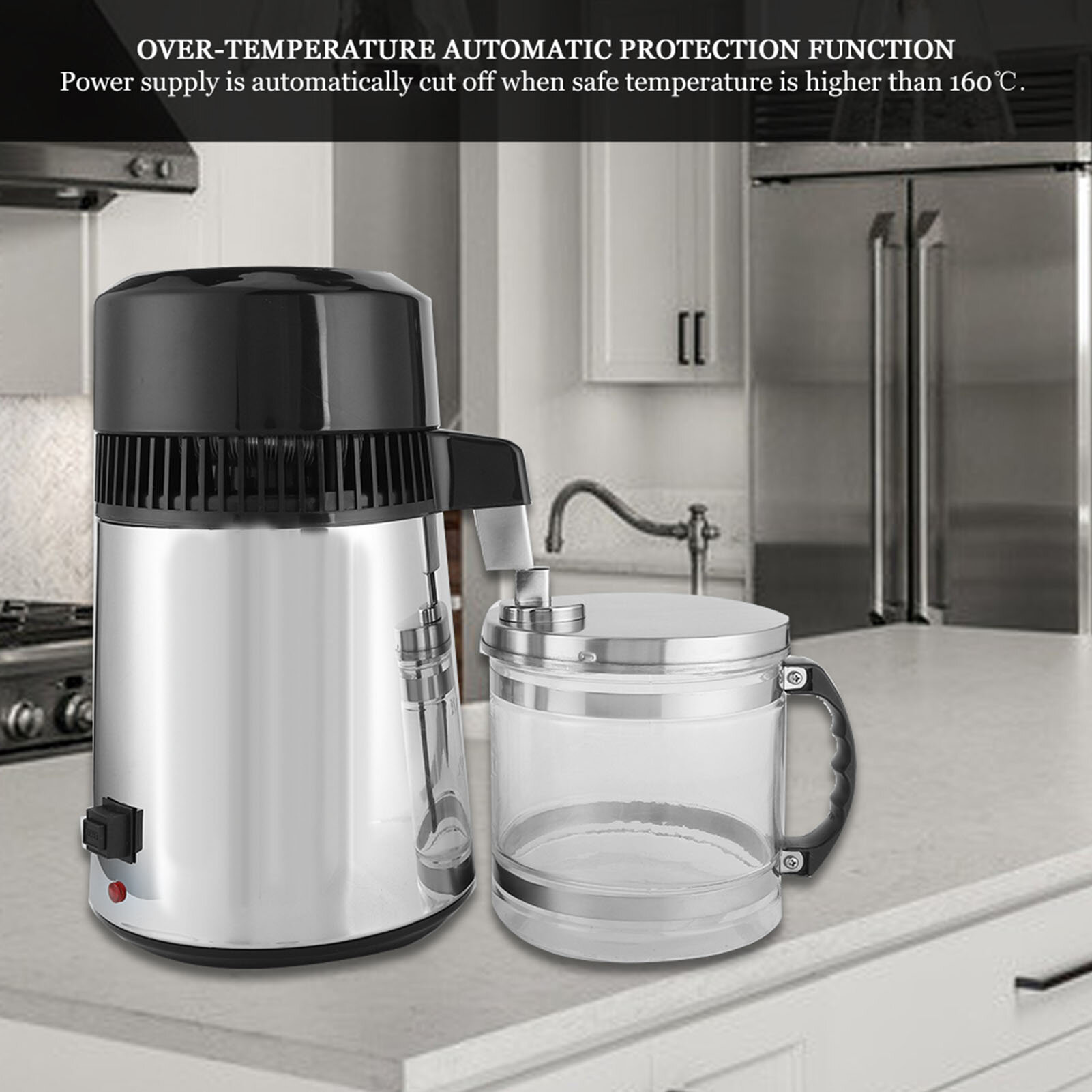 4L Столешница из нержавеющей стали Дистиллятор для чистой воды Дистилляционное оборудование для домашнего офисаEU 220V