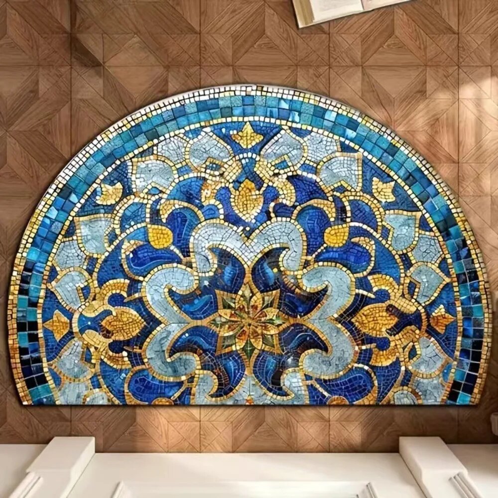 Полукруглый коврик для двери Boho цветочный принт 40-60cm-24