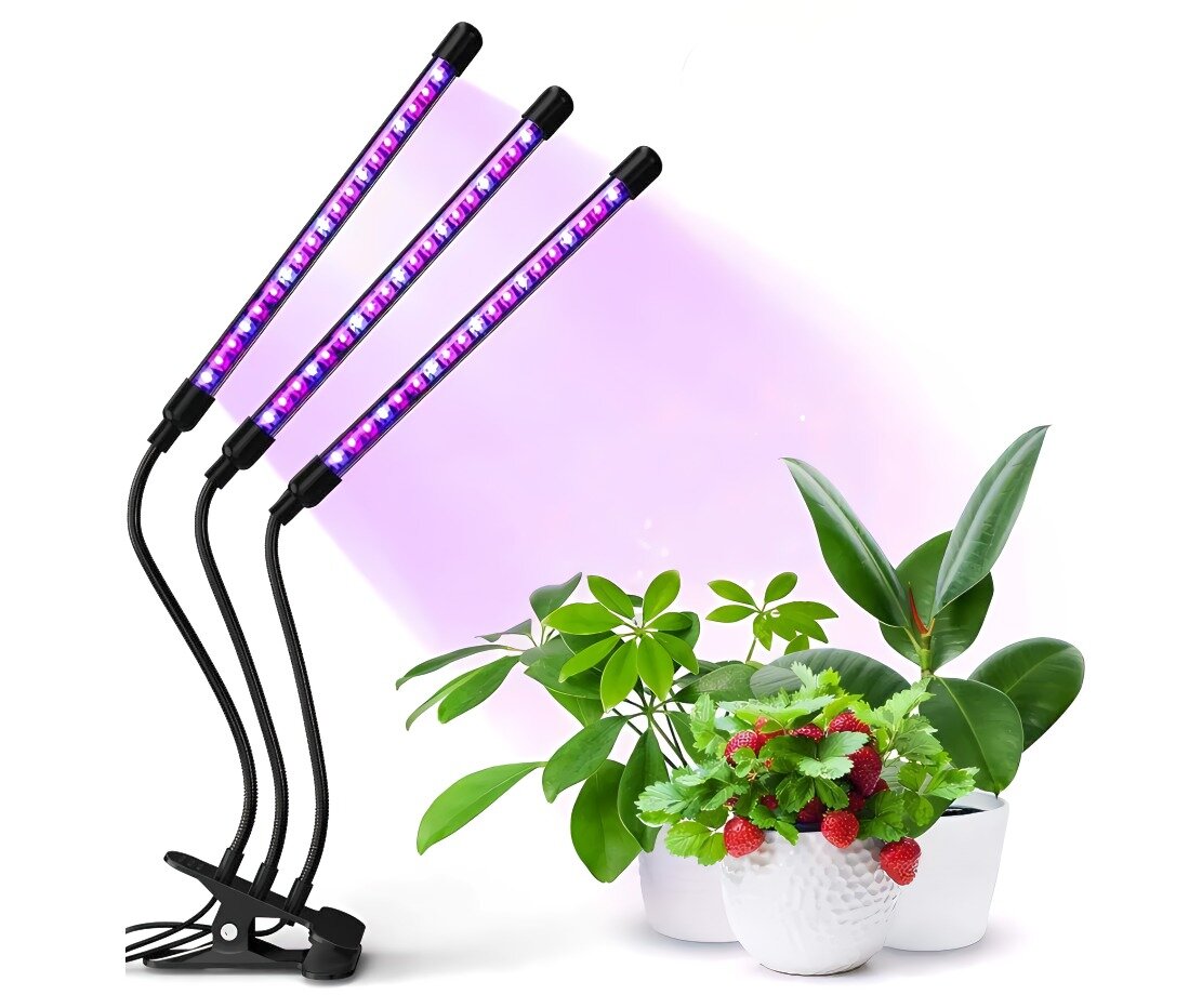 Фитолампа для растений /светильник для рассады/ лампа ультрафиолетовая для растений на прищепке/ 3 лампы