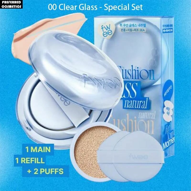 Тональный кушон FWEE NEW Cushion Glass Natural 5 цветов SPF50+ / Увлажняющее покрытие Безупречная основа для подушек
