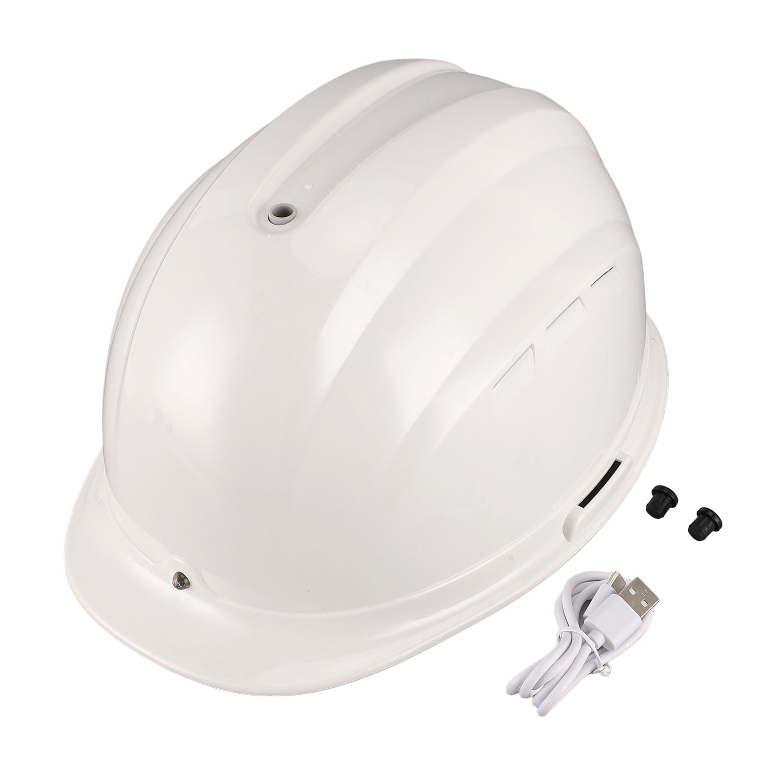 Строительная каска белого цвета 8000 мАч солнечная батарея двойной вентилятор массаж охлаждающий защитный шлем