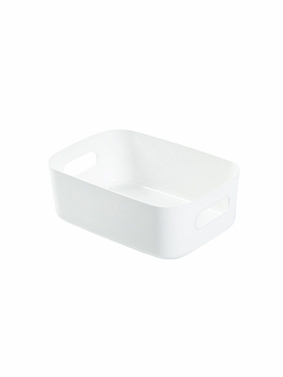 Маленькая белая настольная корзина для хранения с ручкой, полипропиленовый материал, ящик для хранения косметики для дома, органайзер для мелочей для домашнего офиса