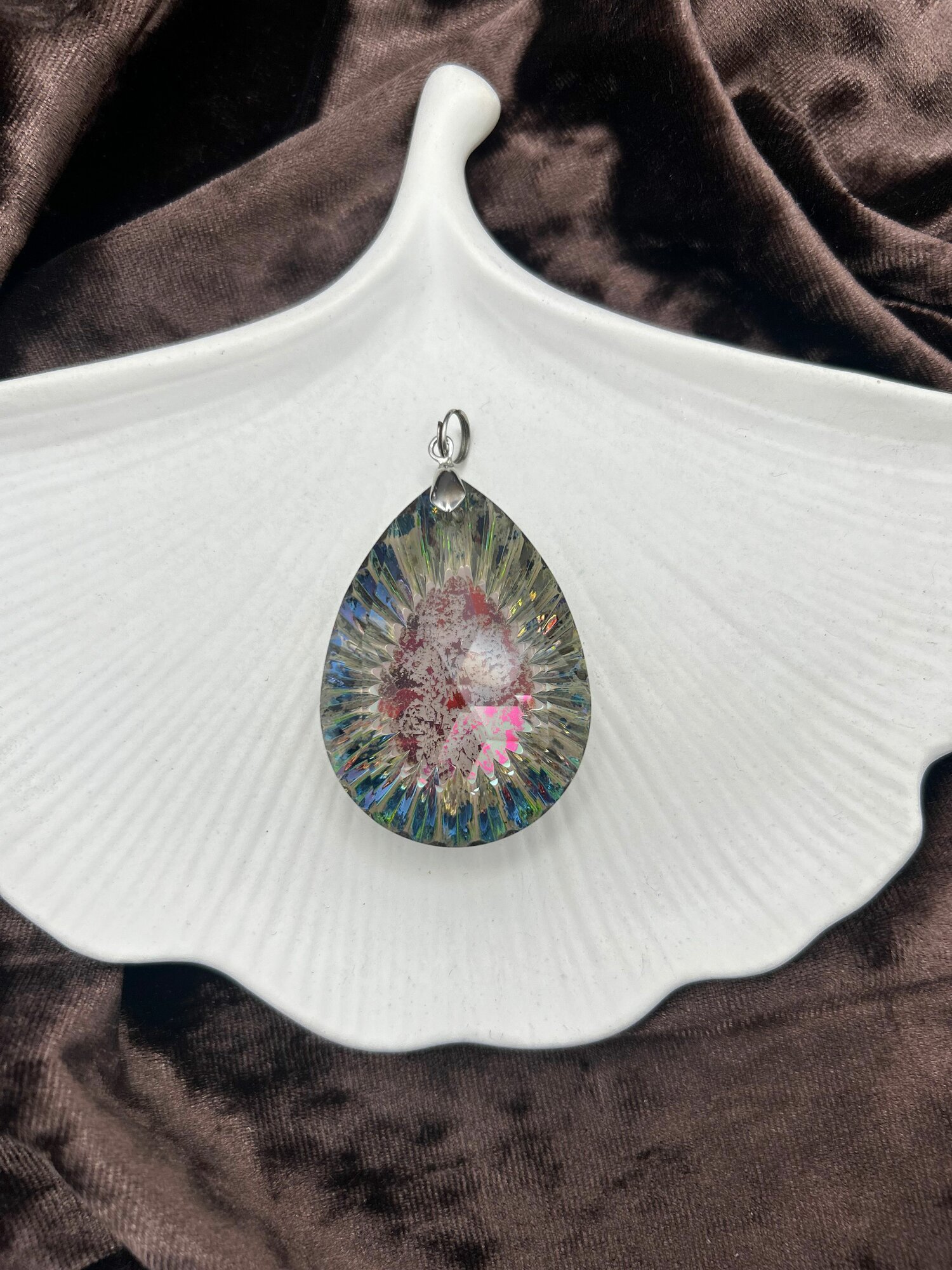 Винтажный крупный кулон подвеска, арбузное стекло