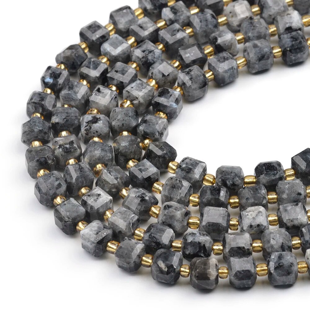 Полихромный иолит, мукаит, ларвикит, граненые бусины 8 мм, Larvikite