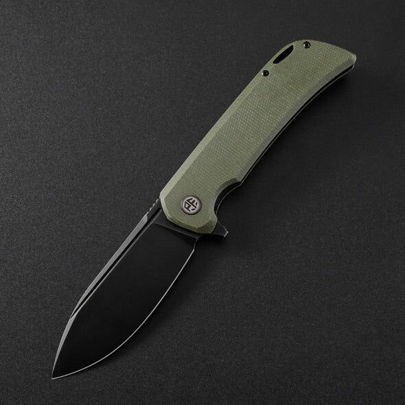 Нож складной Petrified Fish PFB05, черно-зеленый, сталь 14C28N, флиппер на подшипнике