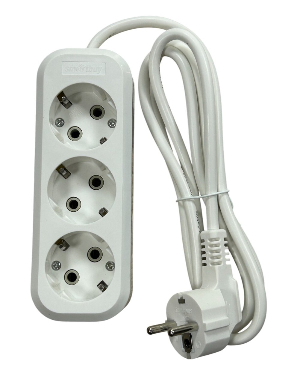 Удлинитель электрический SmartBuy SBE-16-3-1,5-Z, 1.5м, 3 розетки, с заземлением, цвет: белый