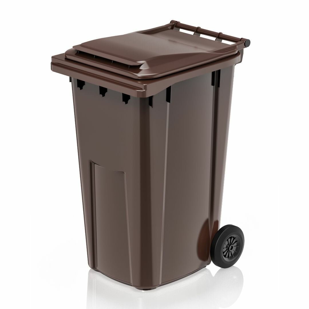 Контейнер для мусора 240 л на колесах, с крышкой коричневый