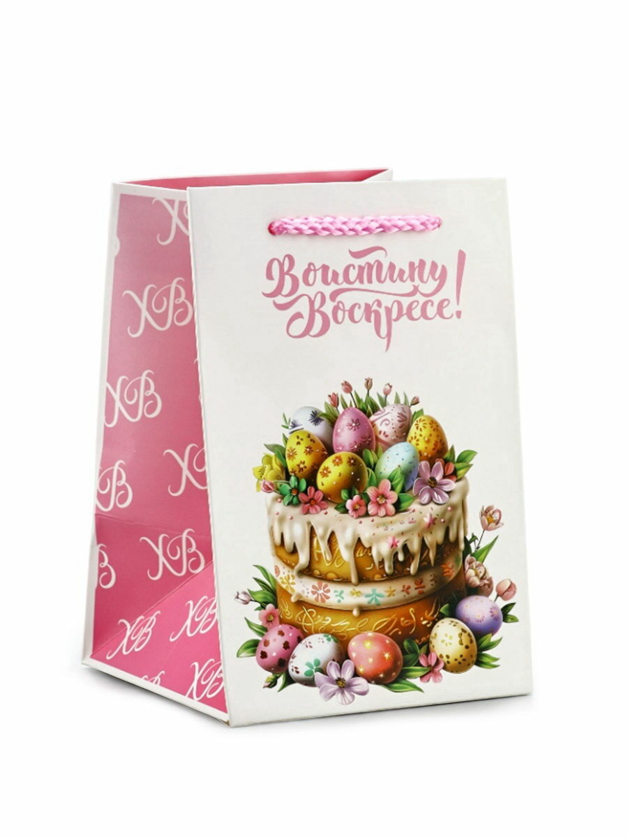 Пакет подарочный под кулич "Пасха", 12x18x12 см, форма: квадратная