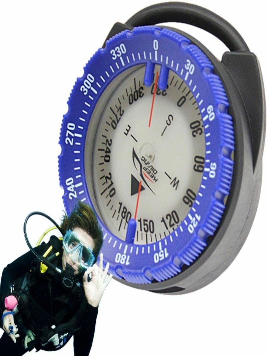 50-метровый мощный магнитный водолазный компас, подводный световой компас с зажимом для труб